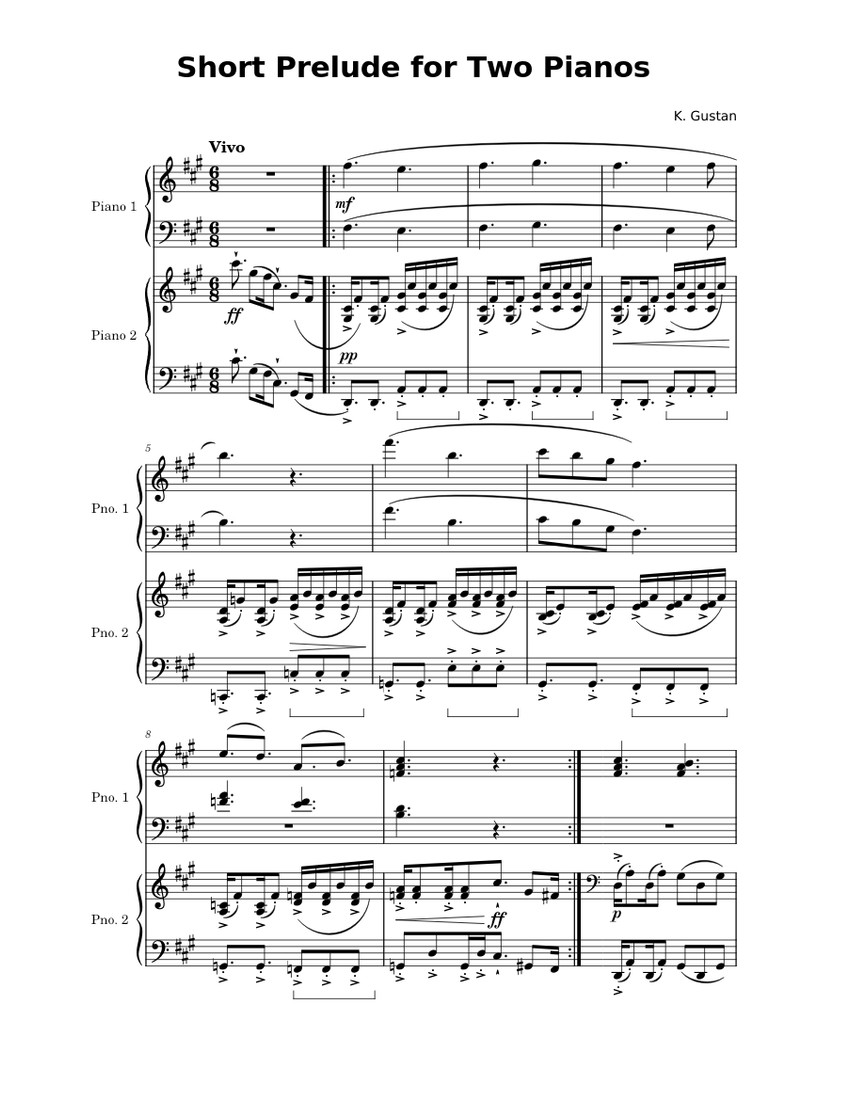 Short Prelude for Two Pianos - piano tutorial