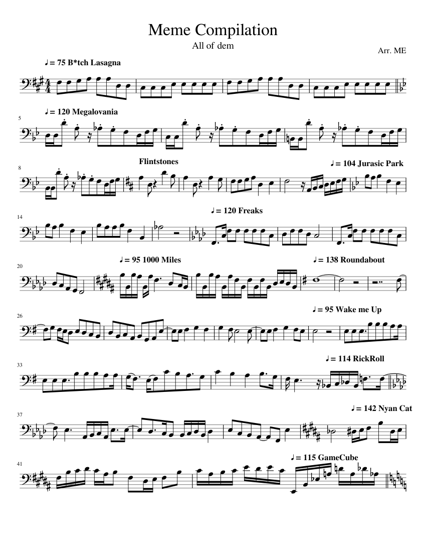 Meme Compilation Sheet Music for Trombone (Solo) | MuseScore.com