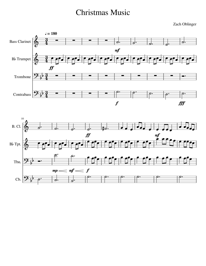 Christmas Music (WIP) Sheet music for Trombone, Clarinet bass, Trumpet ...