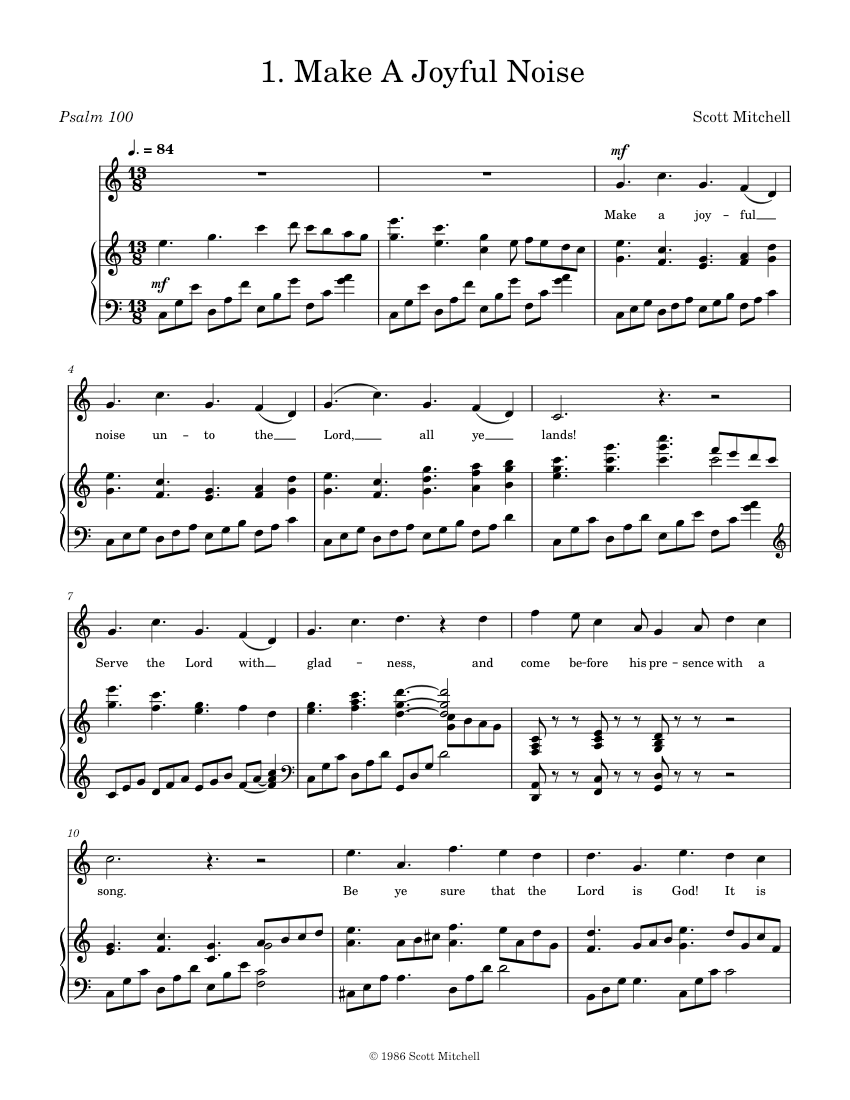 Make A Joyful Noise Sheet Music for Piano, Soprano (Solo) | MuseScore.com