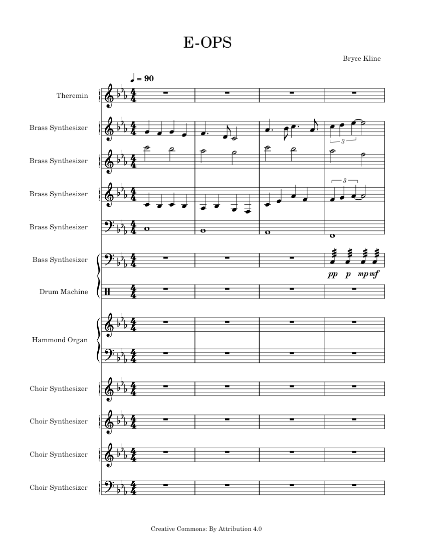 E-OPS Sheet Music for Organ, Bass guitar, Drum group, Synthesizer ...