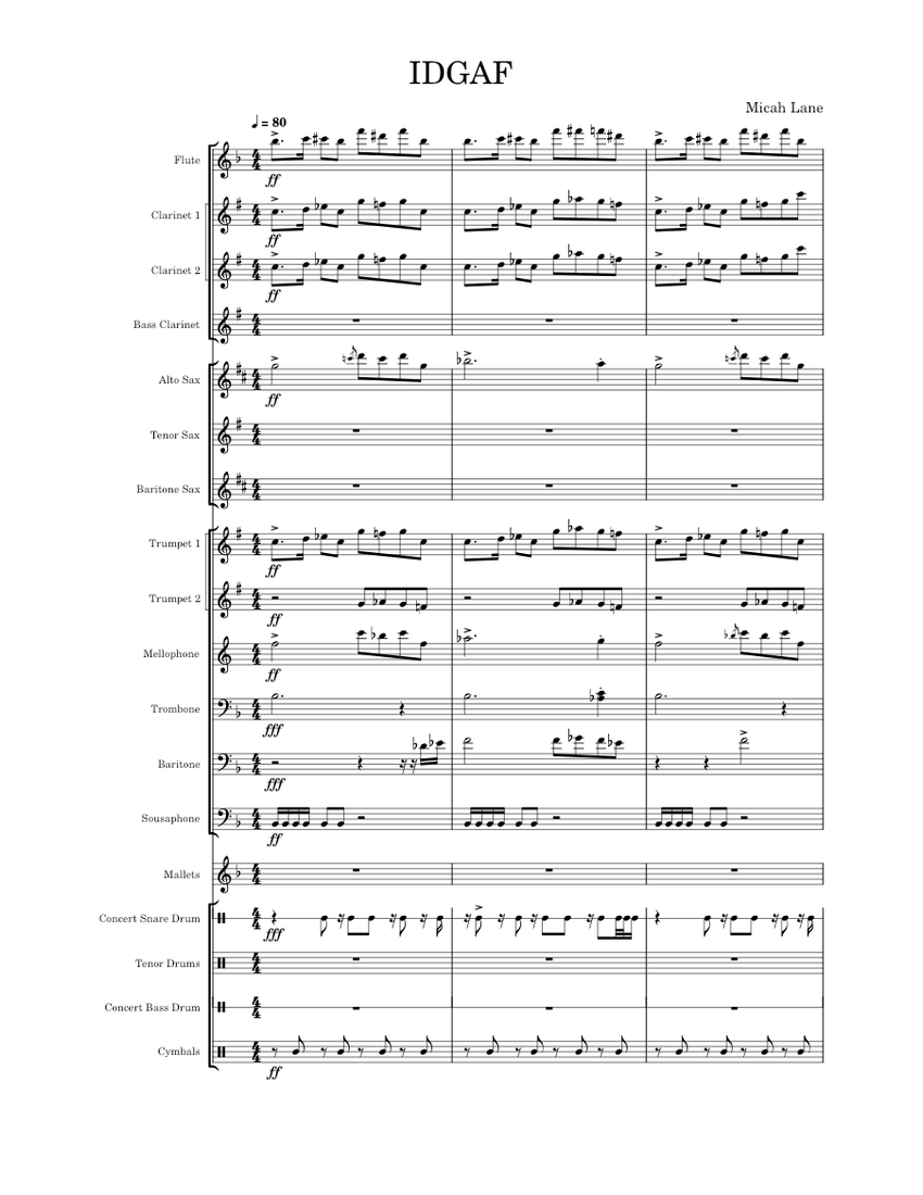 IDGAF Southern Marching Band IDGAF Sheet Music For Trombone Flute idgaf-southern-marching-band-idgaf-sheet-music-for-trombone-flute