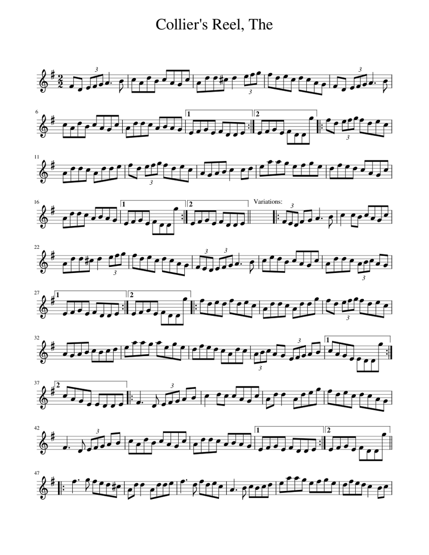 The Collier's Reel Sheet music for Piano (Solo) Easy | Musescore.com