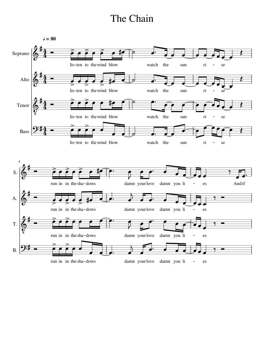 The Chain Sheet music for Soprano, Alto, Tenor, Bass voice (Choral ...