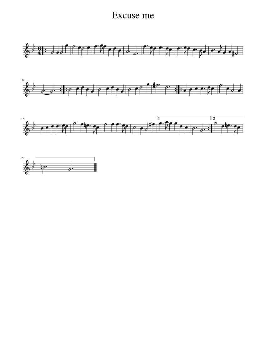 Excuse me Sheet music for Piano (Solo) Easy | Musescore.com