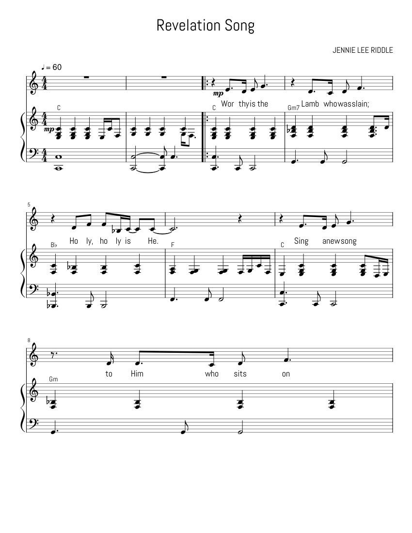 Revelation Song Sheet Music with Chords for Piano, Vocals (Mixed Trio ...