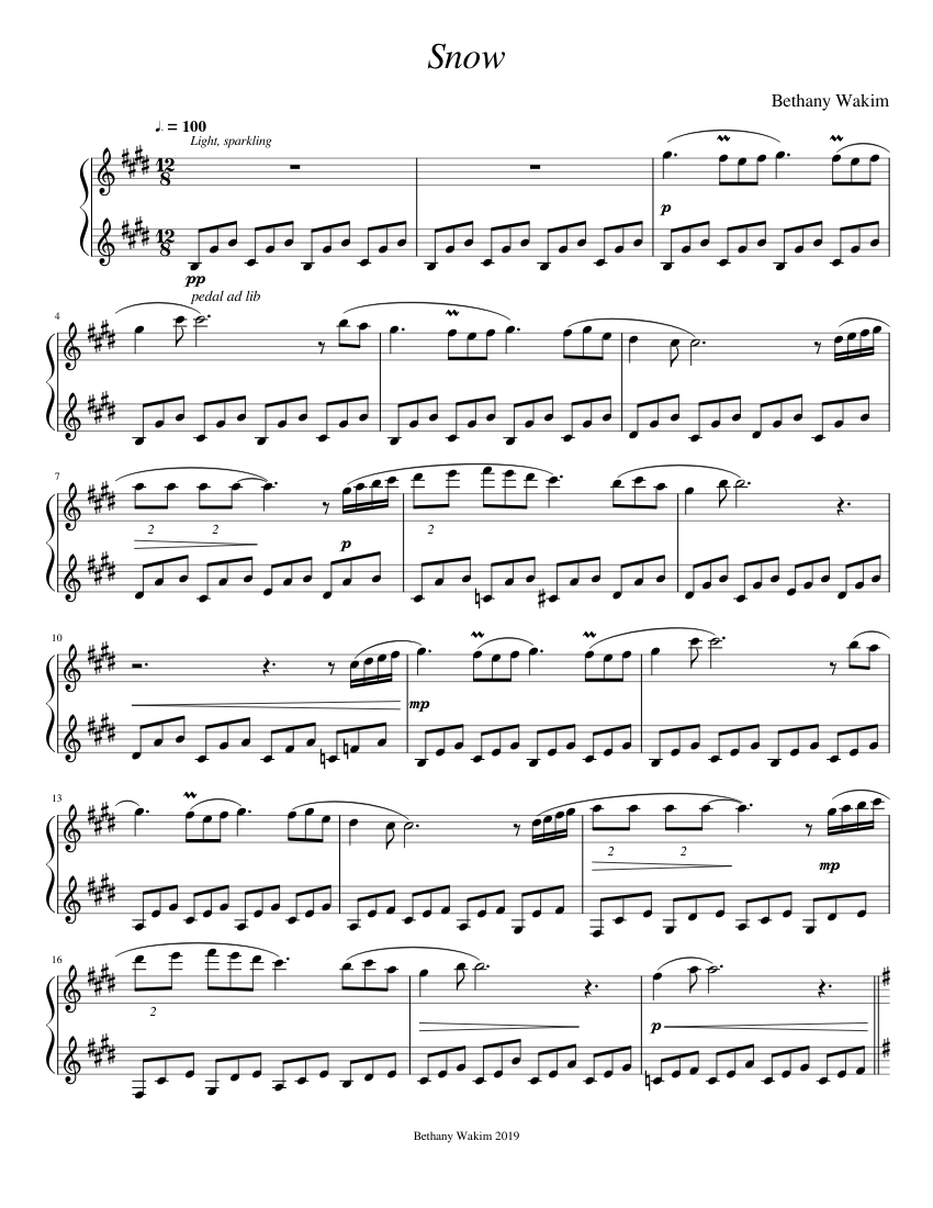 Snow Sheet music for Piano (Solo) | Musescore.com