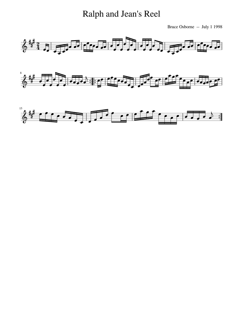 Ralph and Jean's Reel Sheet music for Piano (Solo) | Musescore.com