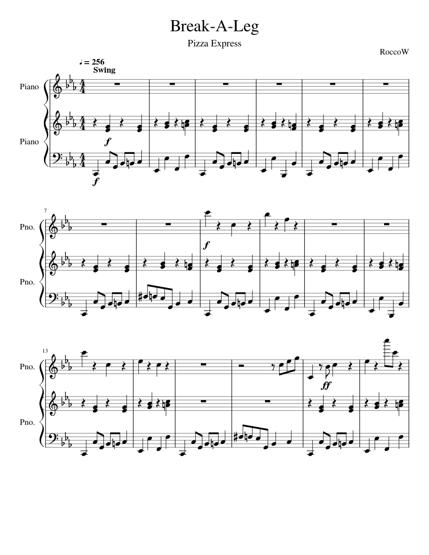 Break-A-Leg Sheet Music for Piano (Piano Duo) | MuseScore.com