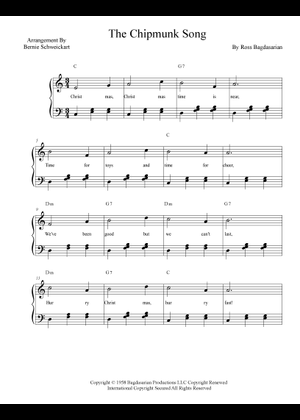 Play Official version of The Chipmunk Song Sheet Music by Alvin and The ...