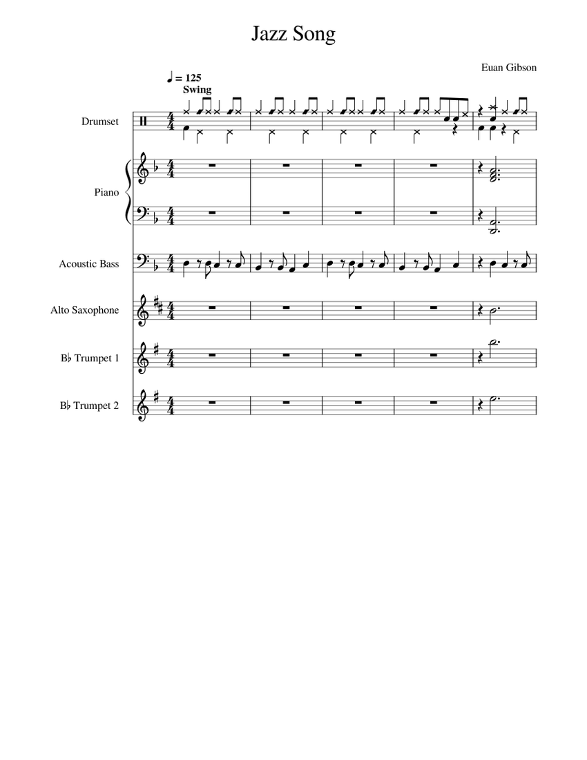 Jazz Song - My First Musescore Composition Sheet Music for Piano ...