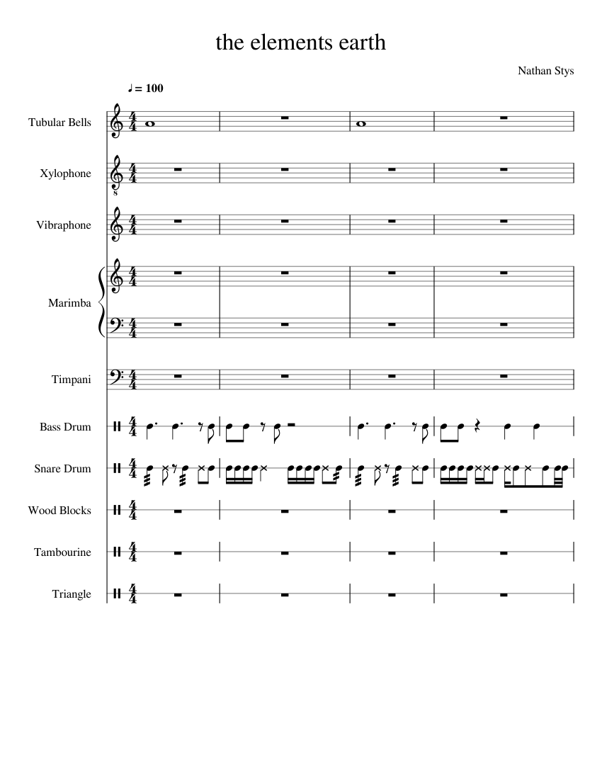 The Elements: Earth (Percussion Ensemble!) Sheet music for Tambourine ...