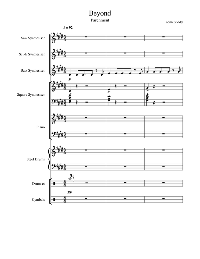 Beyond - Original EDM Track Sheet music for Piano, Crash, Bass guitar ...