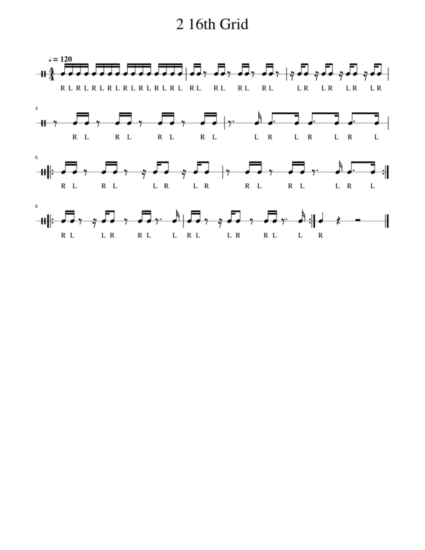 2_16th_Grid Sheet music for Snare drum (Solo) | Musescore.com