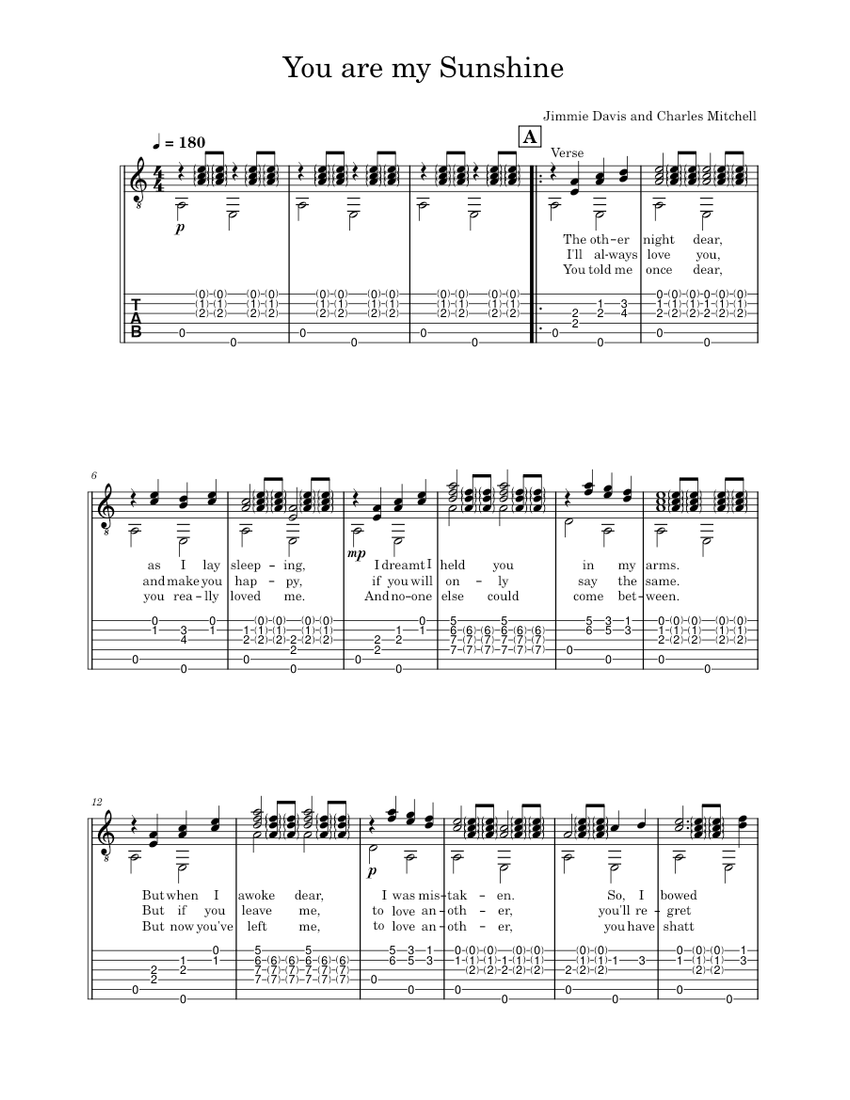 You are my sunshine – The Dead South Sheet music for Guitar (Solo ...