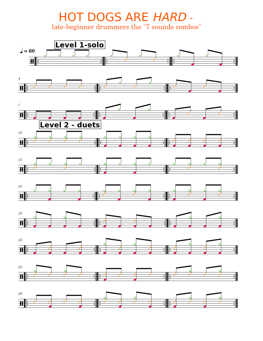 (Student Exercise) - (Drumset - Late-Bgnr.) - HOT DOGS ARE HARD. - 8th ...