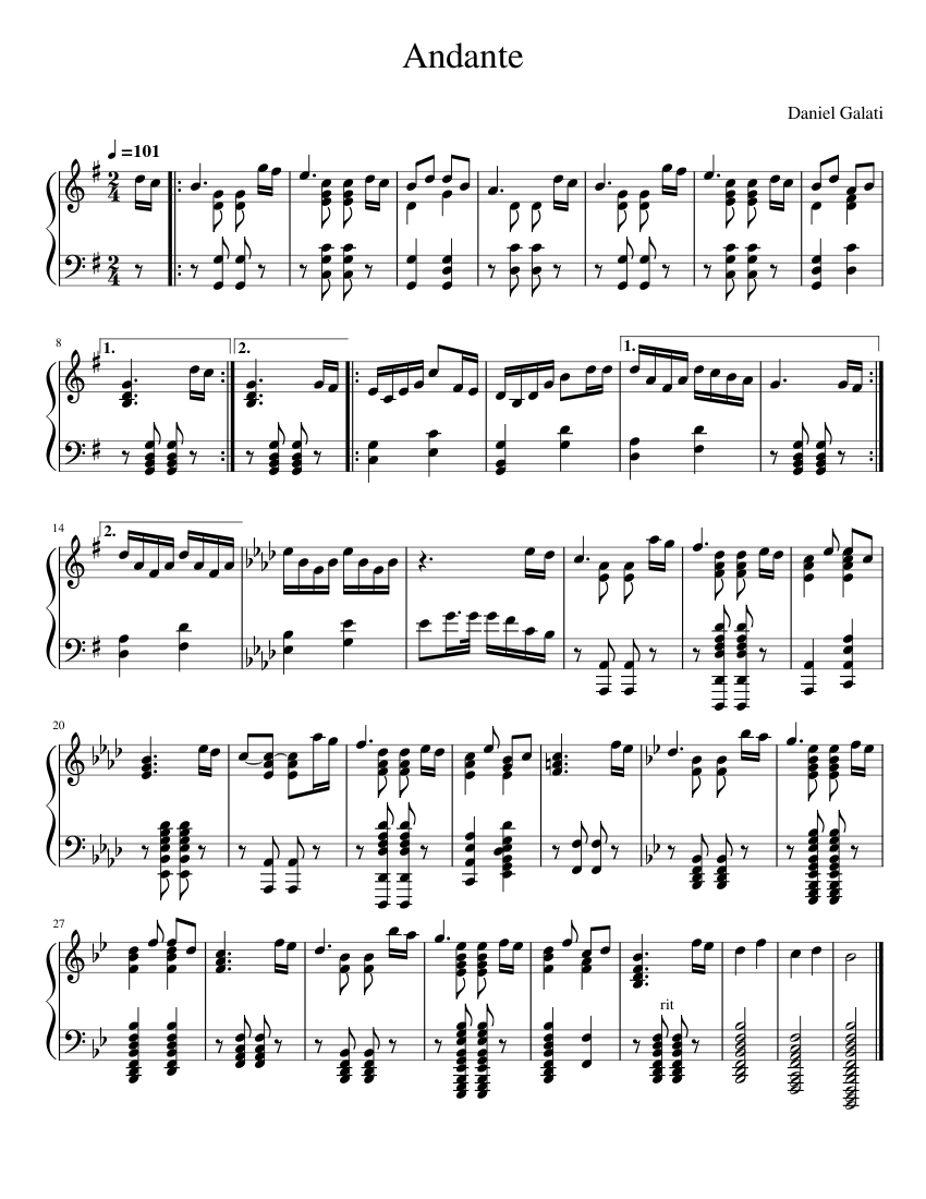 Andante Sheet music for Piano (Solo) | Musescore.com