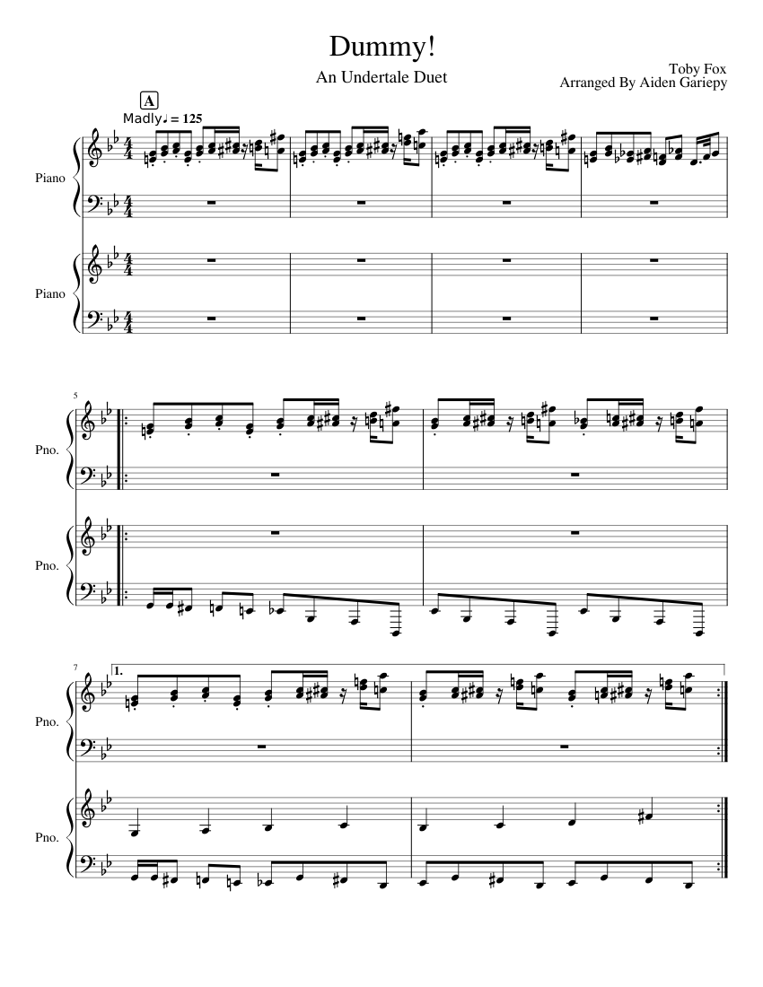 Dummy!- An Undertale Duet Sheet music for Piano (Mixed Duet ...
