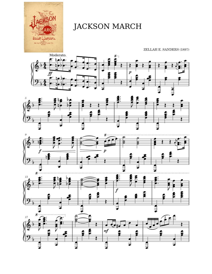 Jackson March by Zellah E. Sanders (1897) Sheet music for Piano (Solo ...