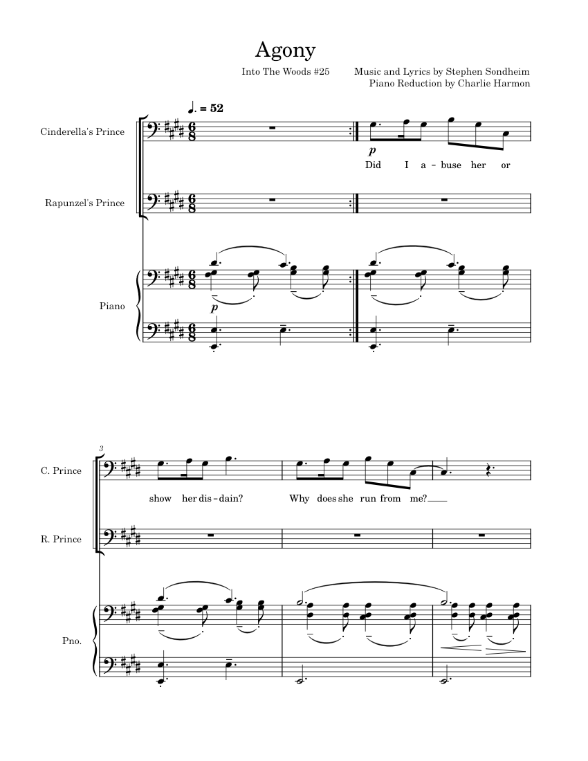 Agony – Stephen Sondheim Sheet Music for Piano, Vocals (Piano-Voice ...