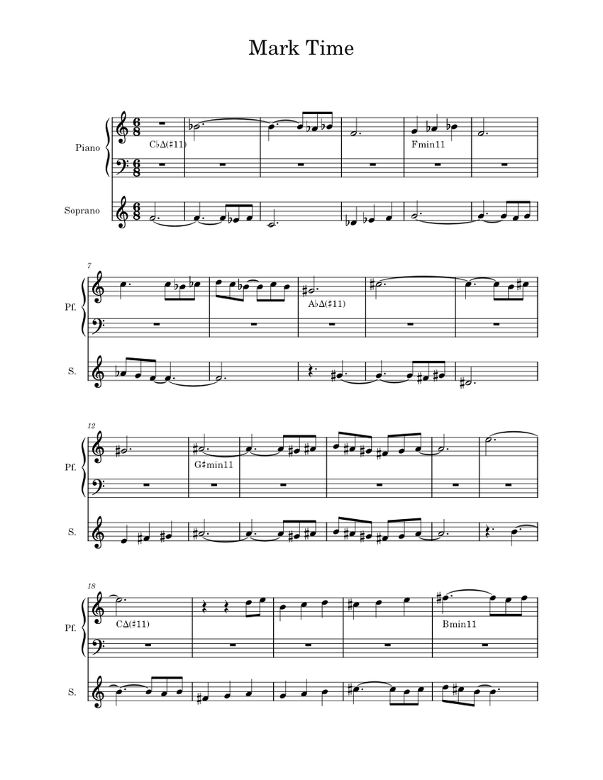 Mark Time Sheet music for Piano, Soprano (Piano-Voice) | Musescore.com