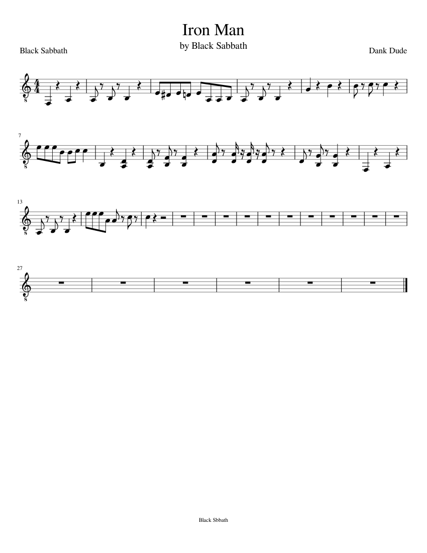 Iron Man Sheet music for Guitar (Solo) | Musescore.com