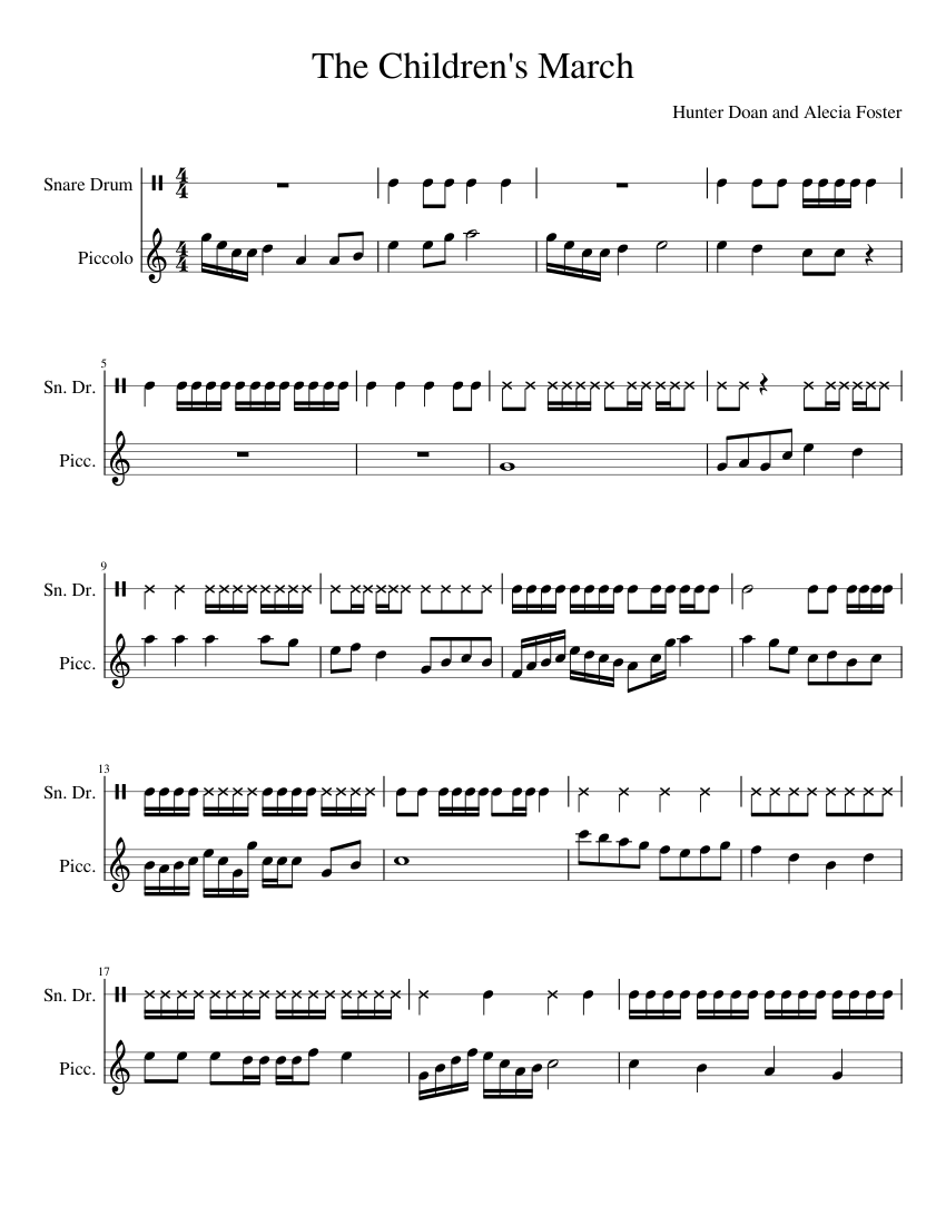 The Children's March Sheet music for Flute piccolo, Snare drum (Mixed ...