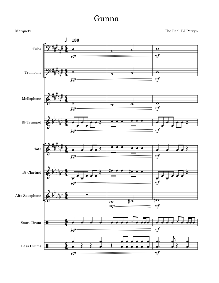 Gunna 1 Sheet music for Trombone, Tuba, Mellophone, Flute & more ...