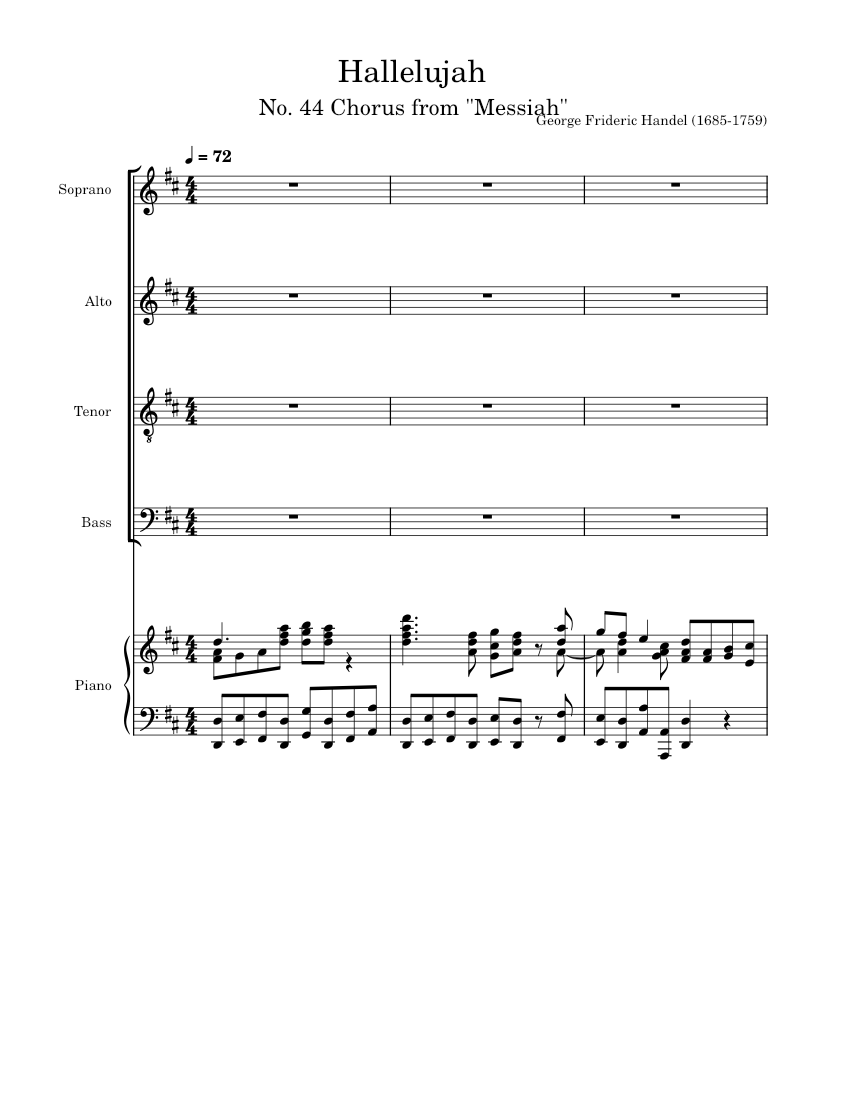 Hallelujah Sheet Music for Piano, Soprano, Alto, Tenor & more ...