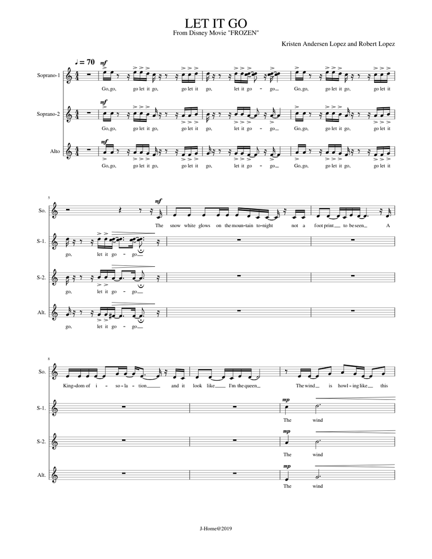 LET IT GO Sheet music for Soprano, Vocals (Choral) | Musescore.com