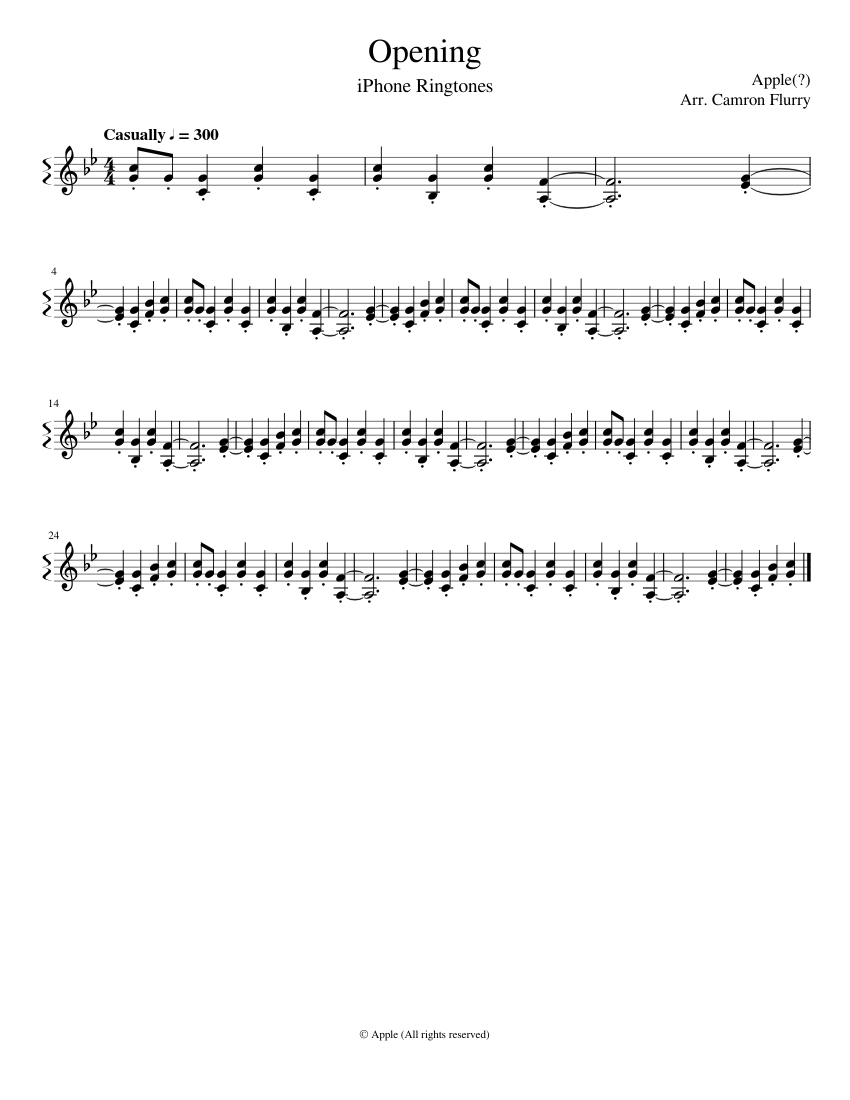Opening (iPhone Ringtone) Sheet Music for Piano (Solo) Easy | MuseScore.com