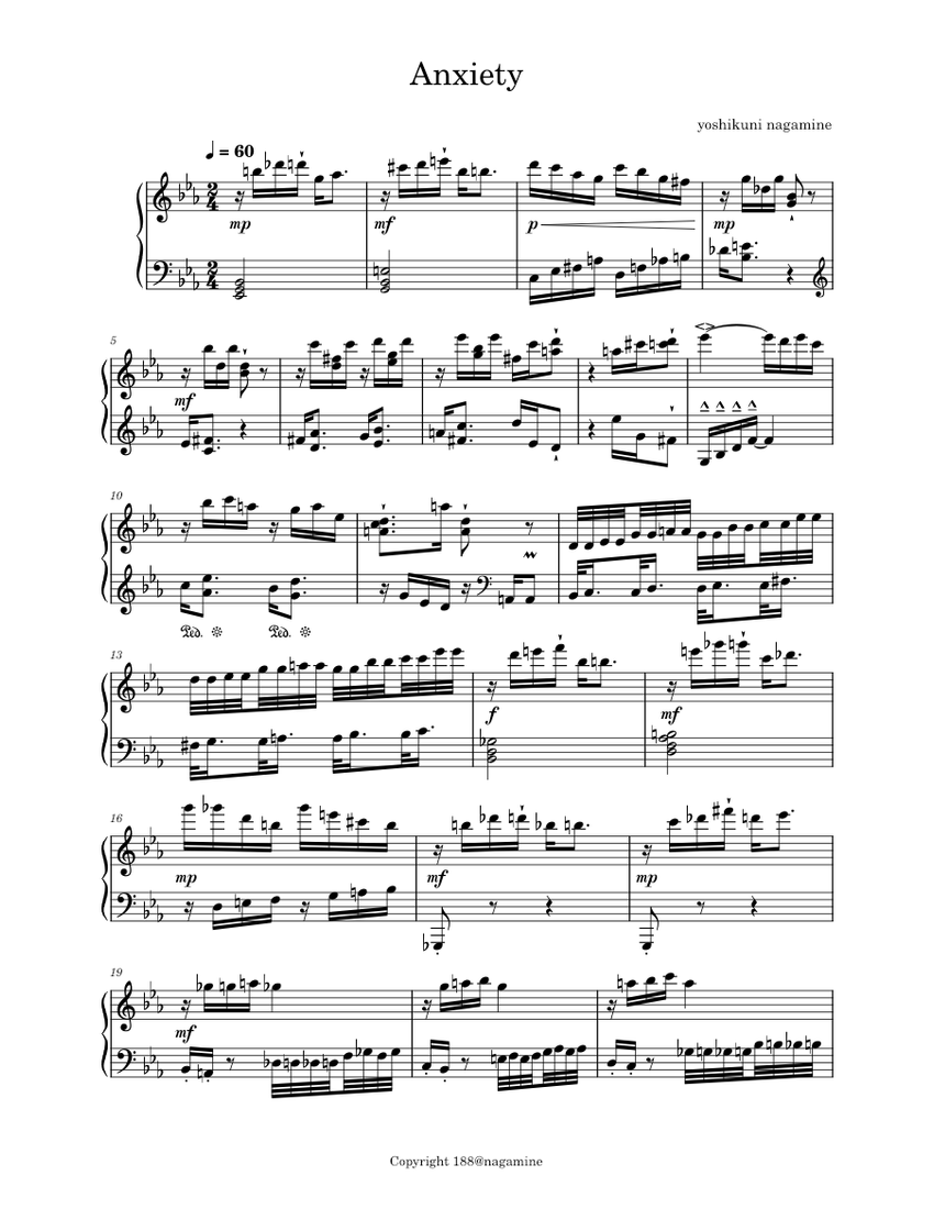 Anxiety Sheet music for Piano (Solo) | Musescore.com
