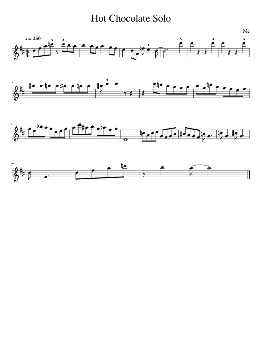 Hot Chocolate Solo improv Sheet Music for Saxophone alto (Solo ...