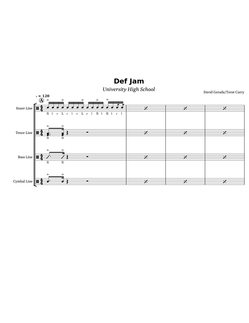 Def Jam Sheet music for Snare drum, Crash, Tenor drum, Bass drum ...