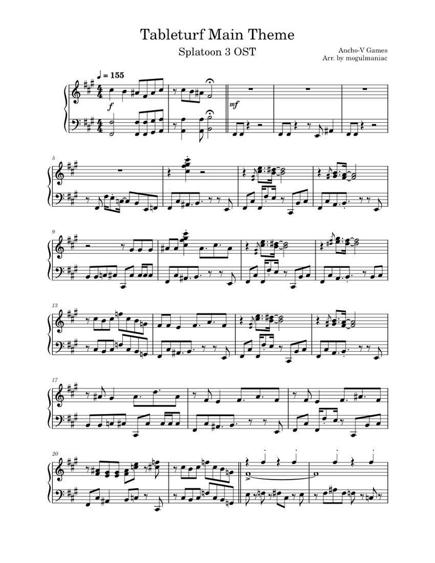 Tableturf Battle Theme - Splatoon 3 OST Sheet music for Piano (Solo ...