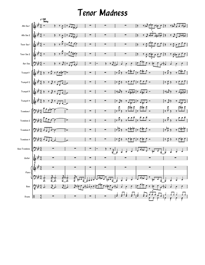 Tenor Madness Sheet Music with Chords for Piano, Trombone, Trombone ...