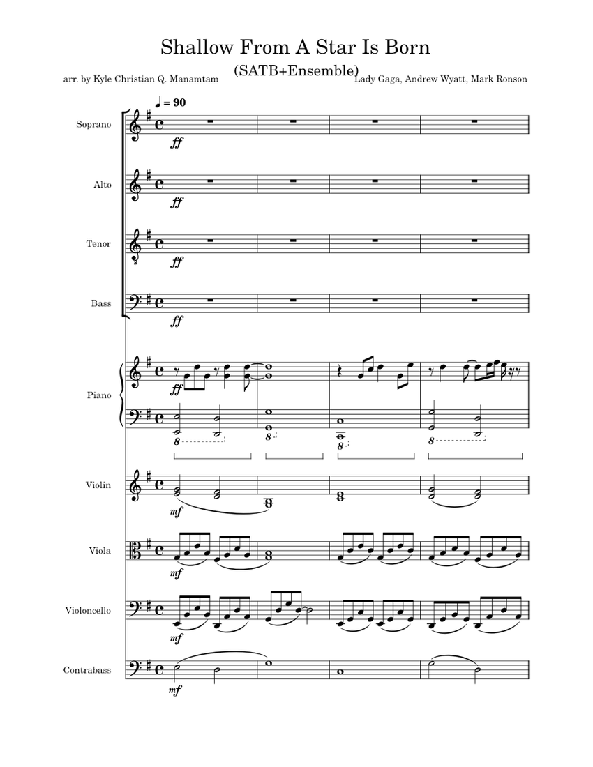 Shallow From A Star Is Born SATB+ENSEMBLE Sheet Music for Piano ...