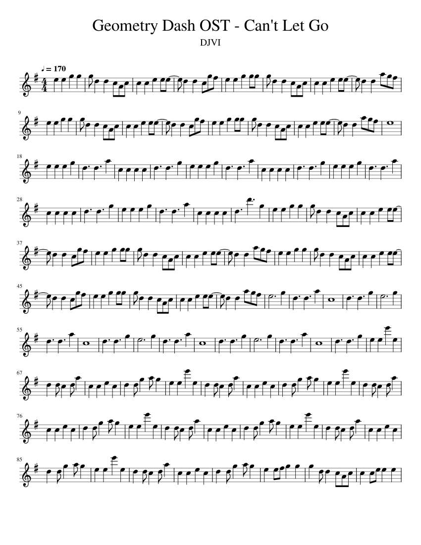 Geometry Dash OST - Can't Let Go Sheet Music for Flute (Solo ...