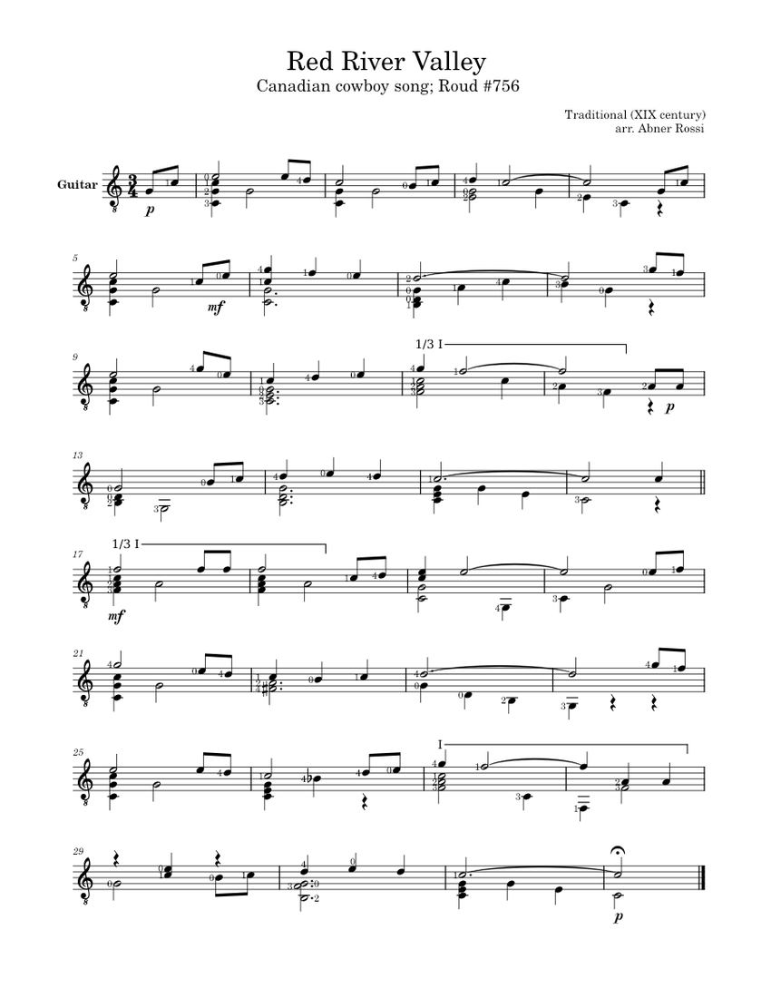 Red River Valley – Misc tunes (Canadian folk song) Sheet Music for ...