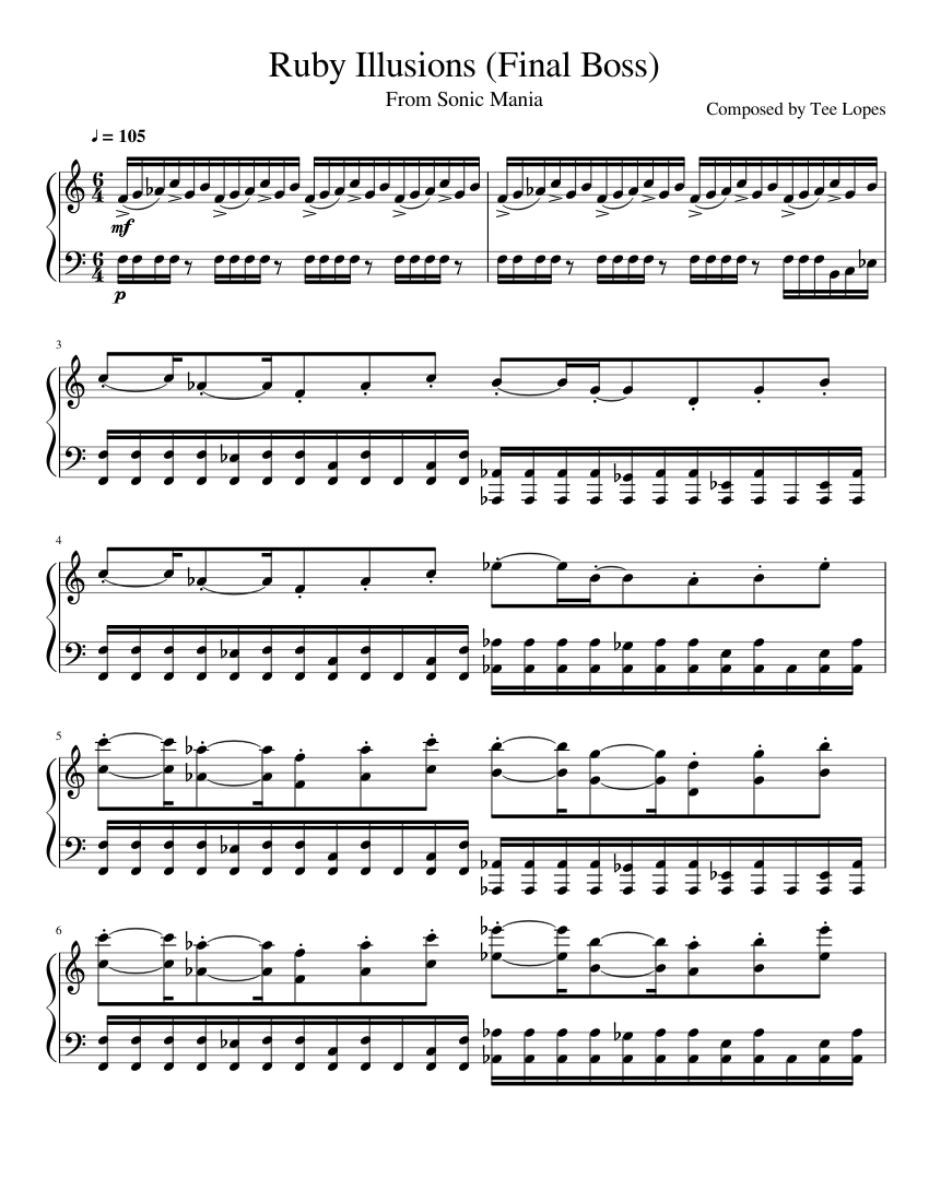 Ruby Illusions (Final Boss from Sonic Mania) Sheet music for Piano (Solo) | Musescore.com