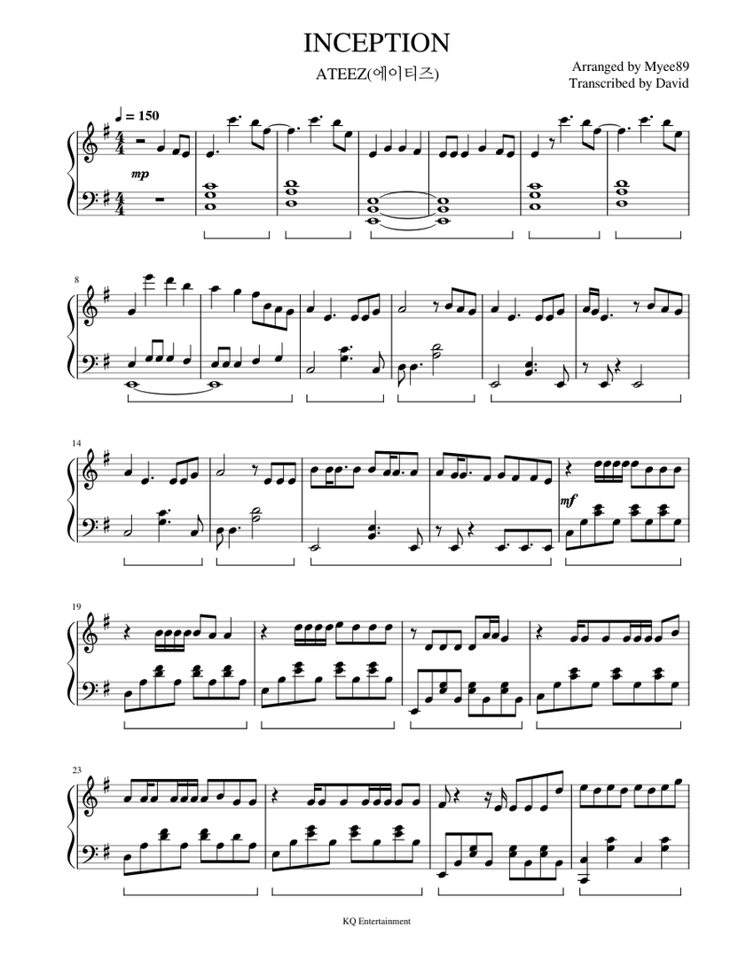 Inception – ATEEZ Inception - Ateez (Piano Solo) Piano Tutorial - Free ...
