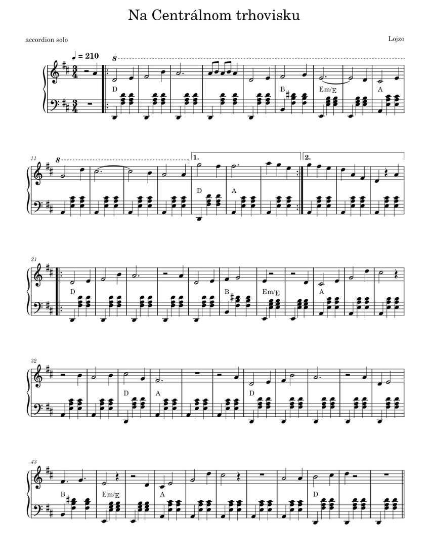 Na Centrálnom trhovisku – Lojzo Sheet music for Accordion (Solo ...