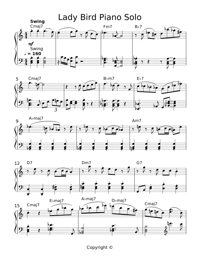 Lady_Bird_Piano_Solo Sheet music for Piano (Solo) | Musescore.com