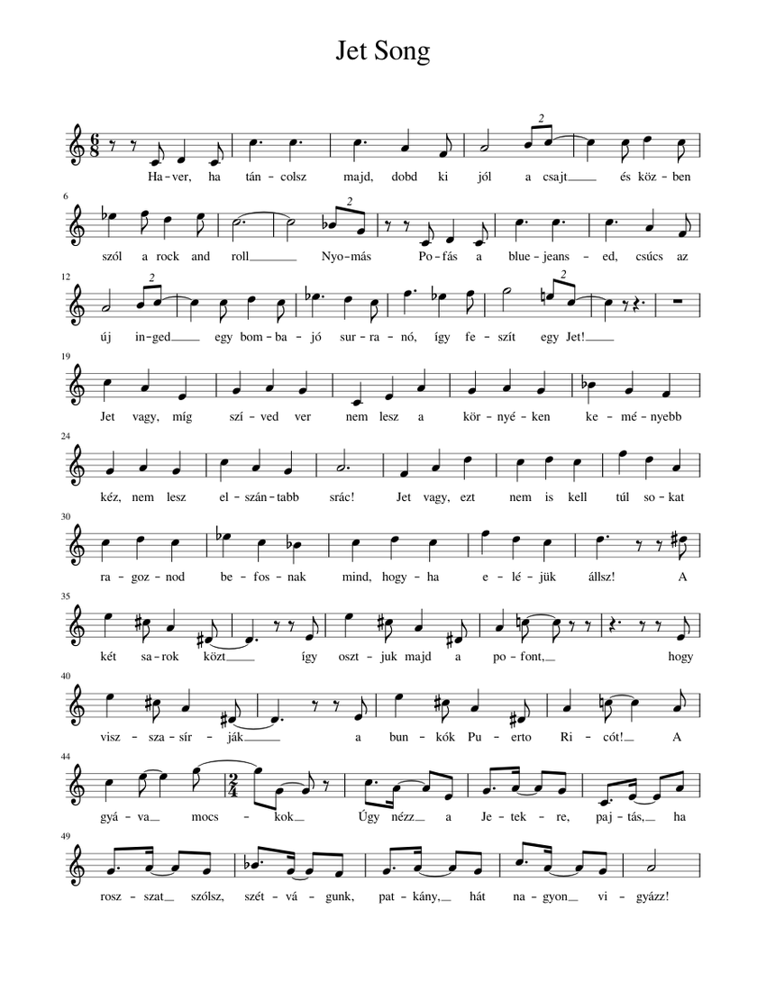 Jet Song Sheet music for Piano (Solo) Easy | Musescore.com