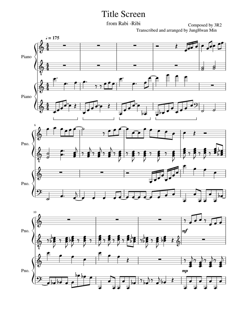 [Rabi-Ribi] Title Screen (Piano Ver) Sheet Music for Piano (Solo ...