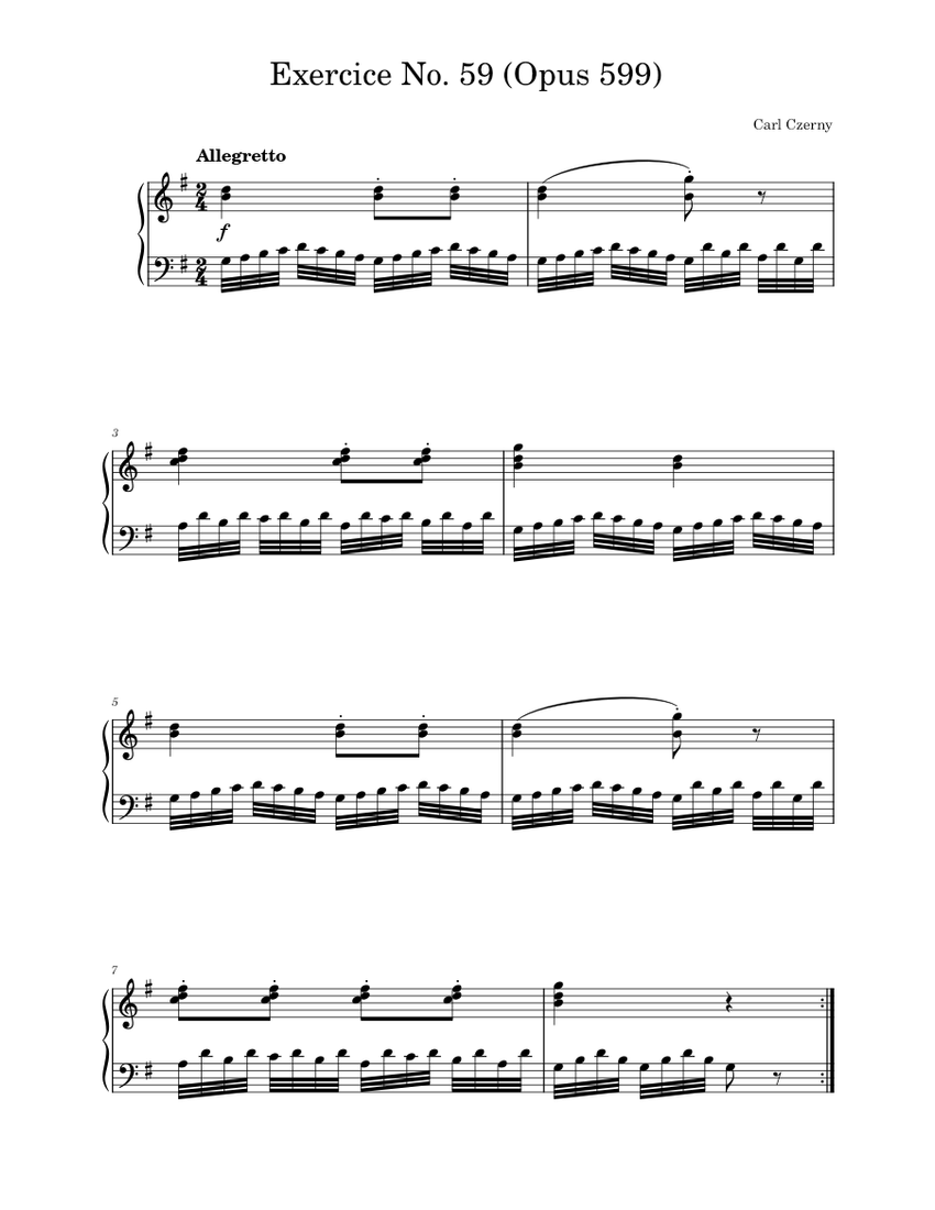 Exercice No. 59, op. 599 – Carl Czerny Sheet music for Piano (Solo) | Musescore.com