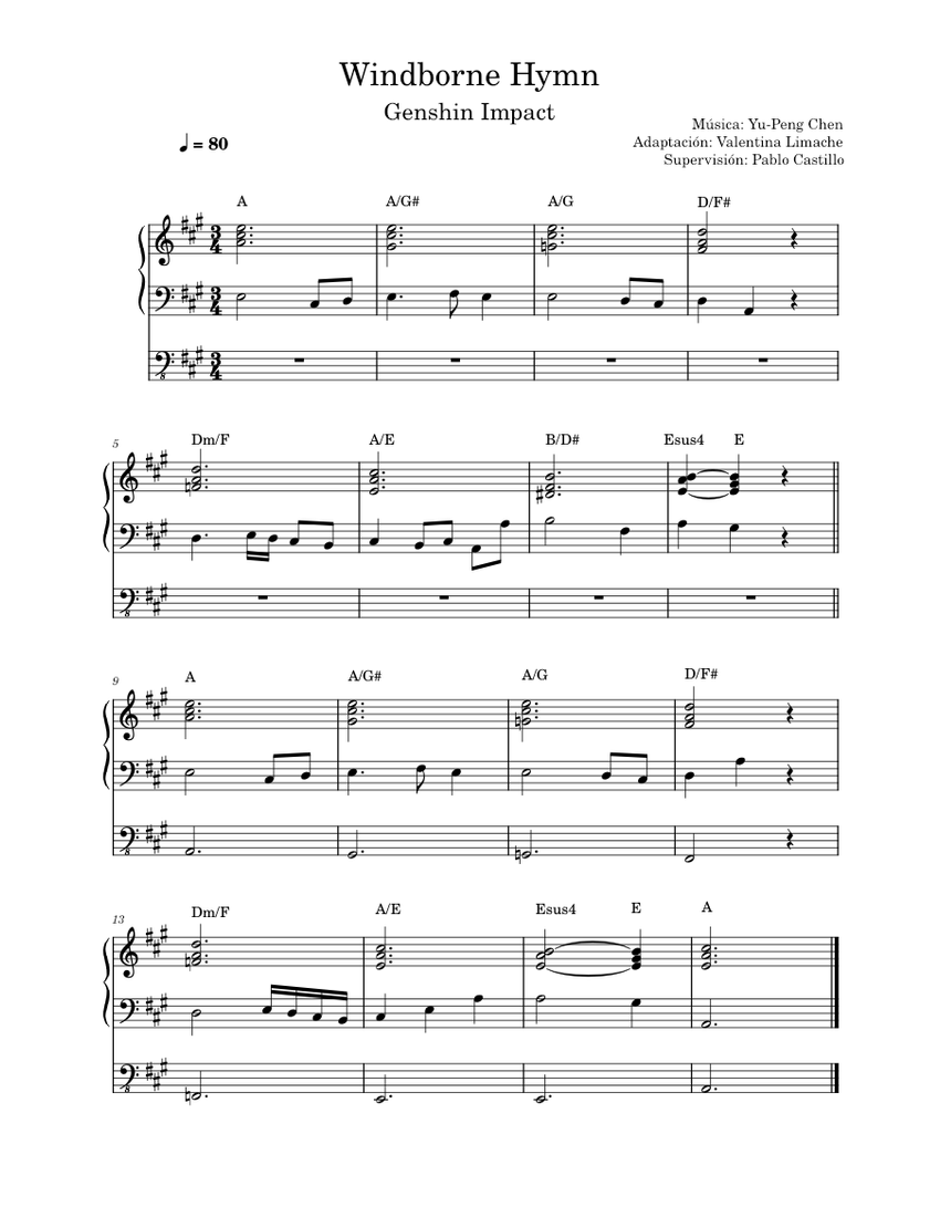 Genshin Impact Windborne Hymn – Yu-Peng Chen Windborne Hymn Organ Sheet ...