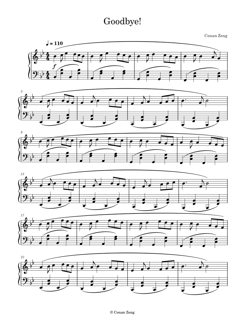Goodbye! Sheet music for Piano (Solo) | Musescore.com