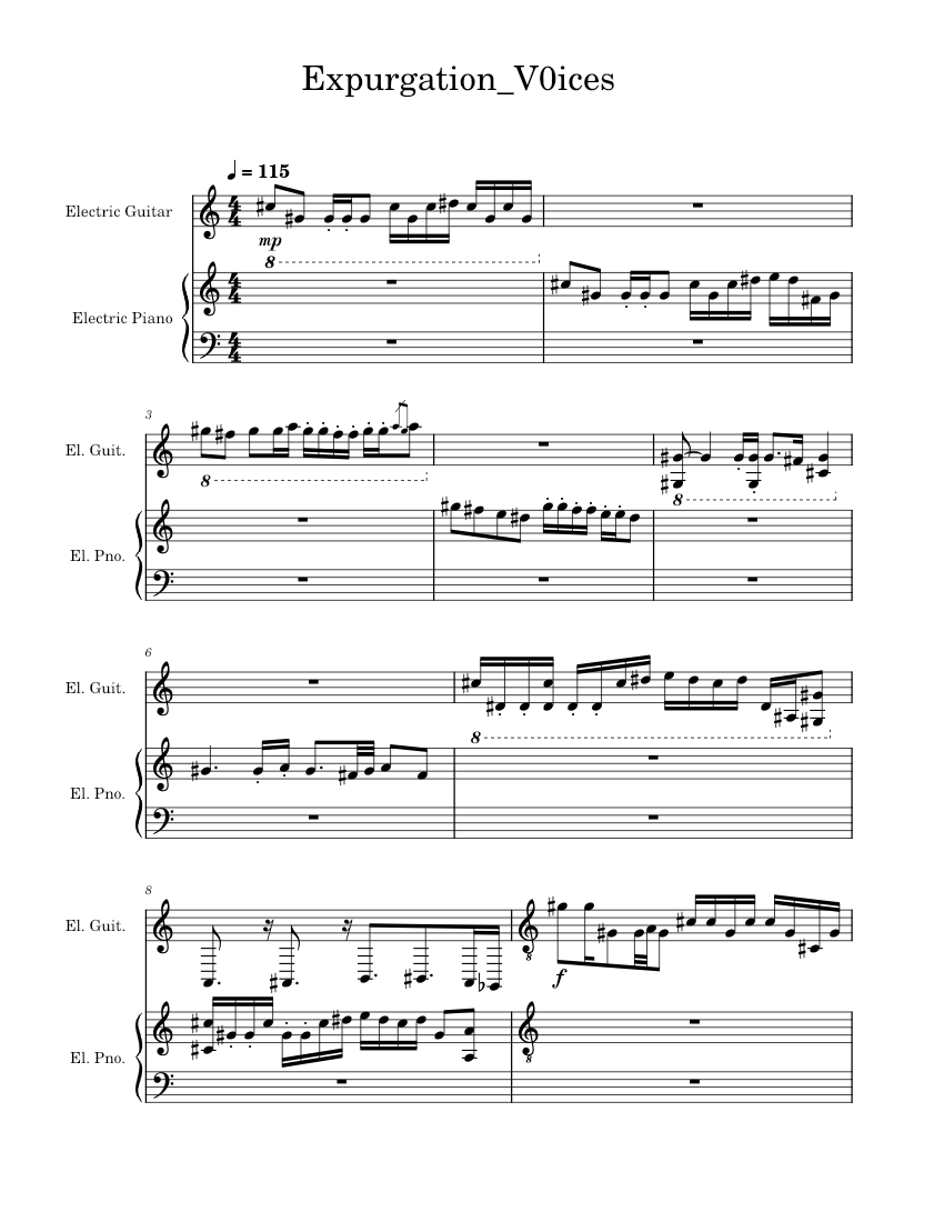Expurgation V0ices Sheet music for Piano, Guitar (Mixed Duet ...