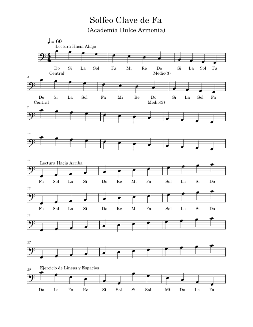 Solfeo Clave de Fa Sheet music for Piano (Solo) | Musescore.com